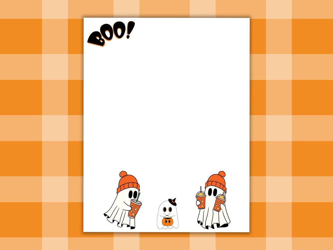 Halloween Cute Ghost Printable Stationery – Cozy Autumn Drinks Paper ...