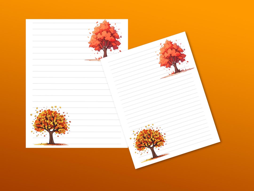 Autumn Tree Stationery Set: Printable Fall Journal Pages (PDF Download ...