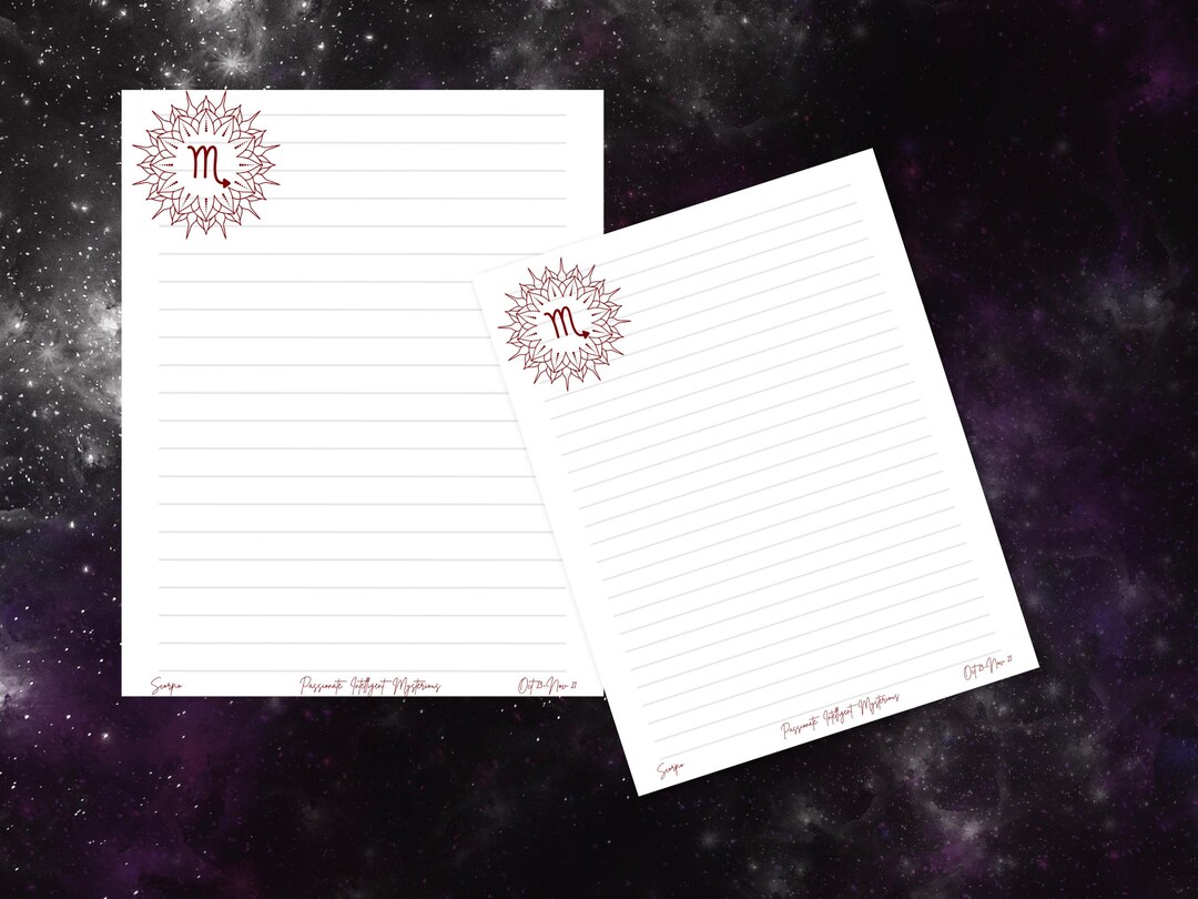 Scorpio Zodiac Stationery Set: Printable Astrology Writing Paper ...