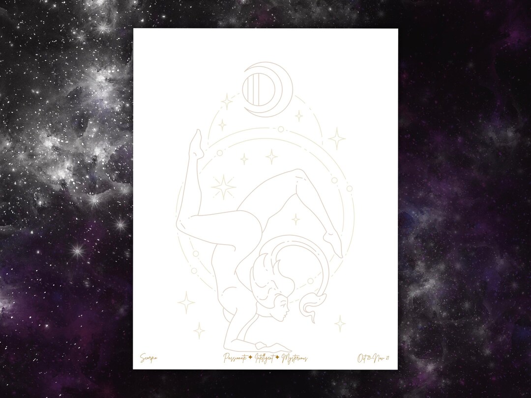 Scorpio Zodiac Goddess Stationery: Moon & Stars Astrology Writing Paper ...