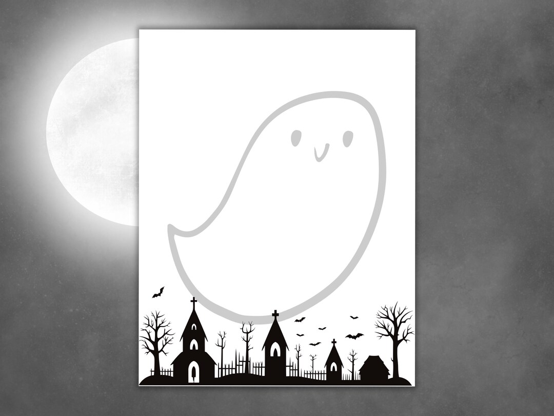 Halloween Cute Ghost Printable Stationery | Spooky Graveyard Letter ...