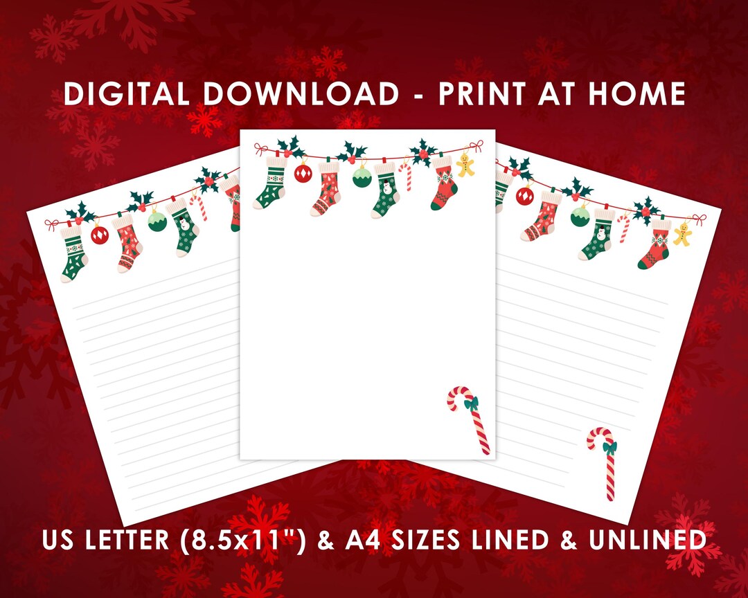Christmas Stockings Stationery: Holiday Garland Writing Paper ...