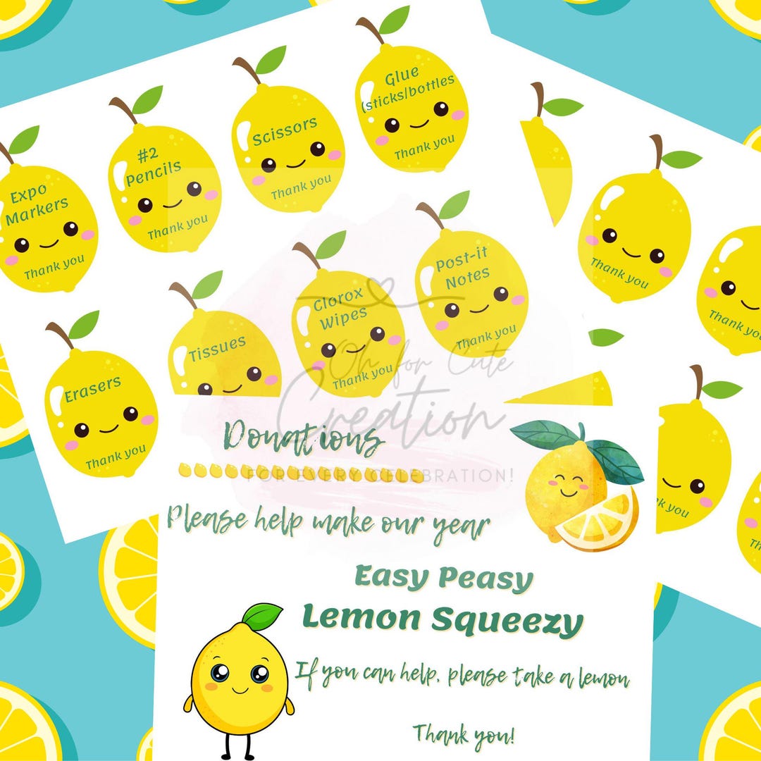 Lemon School Supply Donation List -- Printable Teacher Wish List With ...