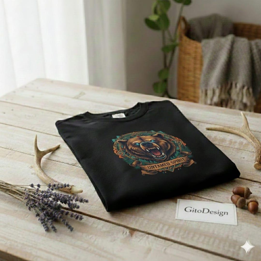 Untamed Spirit Bear Graphic T-shirt Outdoorsy Artisan Tee - Etsy