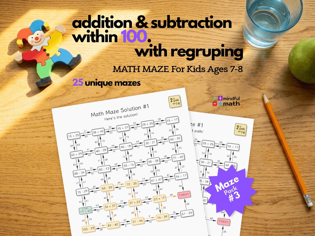 Math Maze Addition & Subtraction to 100 | Regrouping Practice | 2nd ...