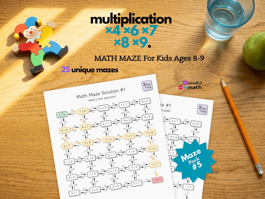 Math Maze Hard Times Tables X4 X6 X7 X8 X9 | 3rd Grade Multiplication ...