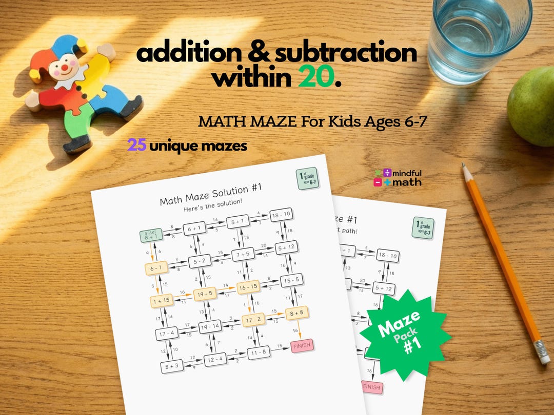 Math Maze Addition & Subtraction to 20 | 1st Grade Math Game | Fun ...