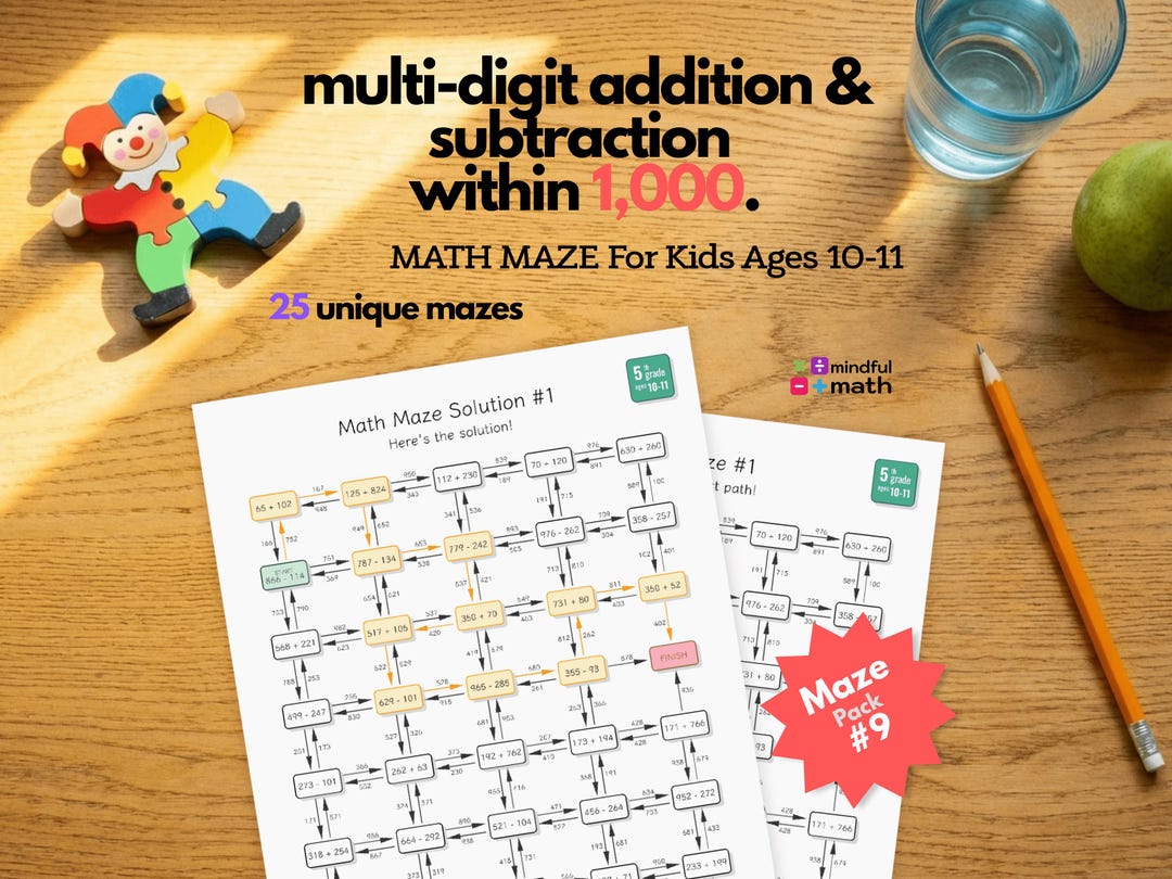 Math Maze Multi-digit Addition & Subtraction | 3 Digit Math Practice ...