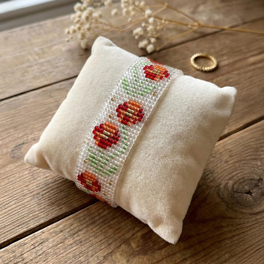 Red Poppy Loom Pattern - Red & Gold Miyuki Bracelet PDF - Etsy