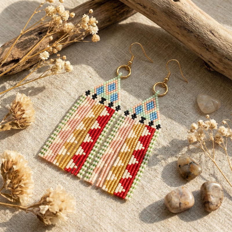 Colorful Beaded Earrings - Etsy