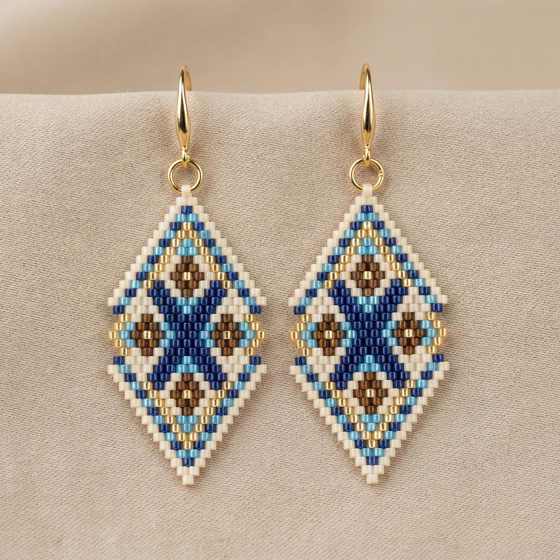 2 in 1 Miyuki Pattern Set | Blue Loom Bracelet & Brick Stitch Earrings ...