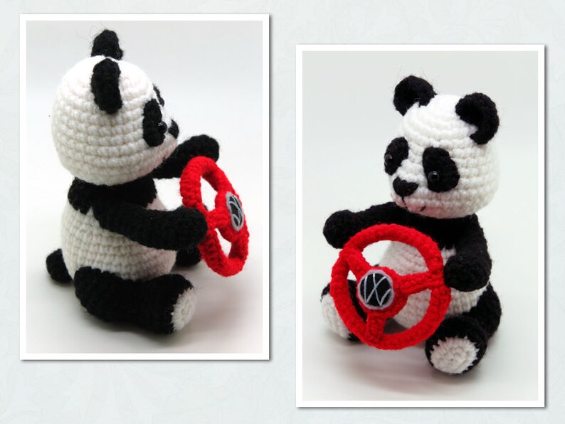 Panda Driver Pdf Crochet Toy Pattern Amigurumi Bear - Etsy