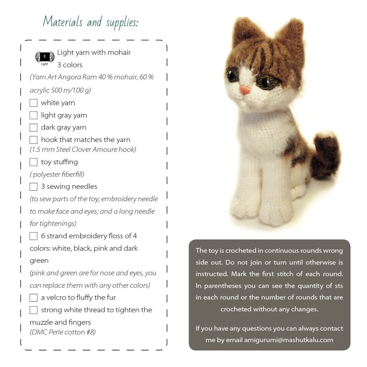 Grey Cat Pdf Crochet Toy Pattern amigurumi Kitten Pattern - Etsy