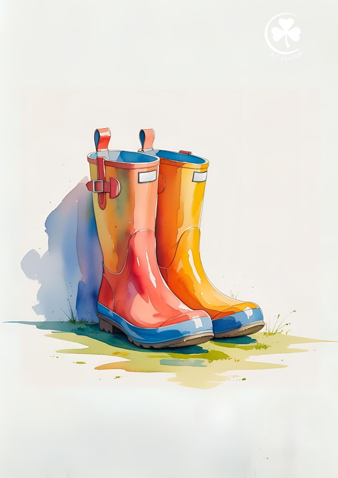 Rubber Boots Print, Colourful Wall Art, Rain Boots Artwork, Wellies ...