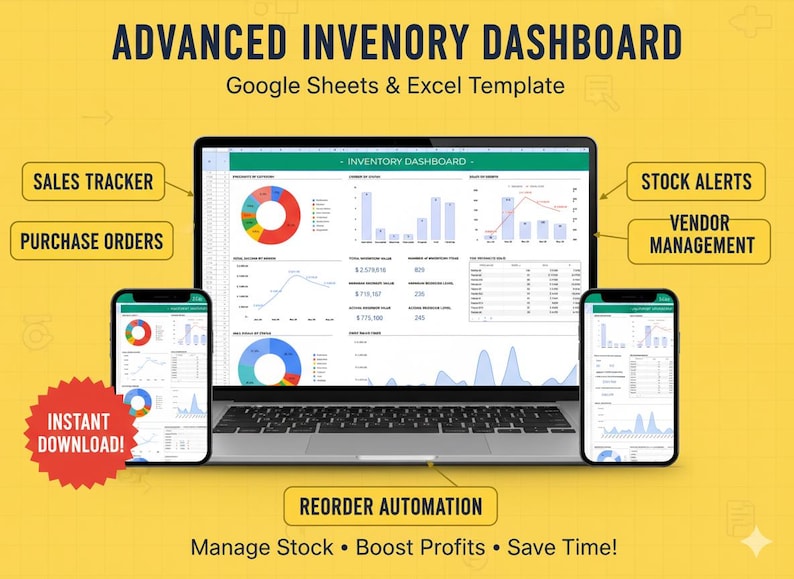All-in-one Inventory Management Tracker | Excel & Google Sheets ...