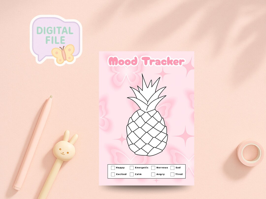Pineapple Mood Tracker Printable | Kawaii Mental Health Journal Page ...