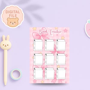 Book Tracker Printable | Pastel Kawaii Reading Journal Page | Cute Book ...