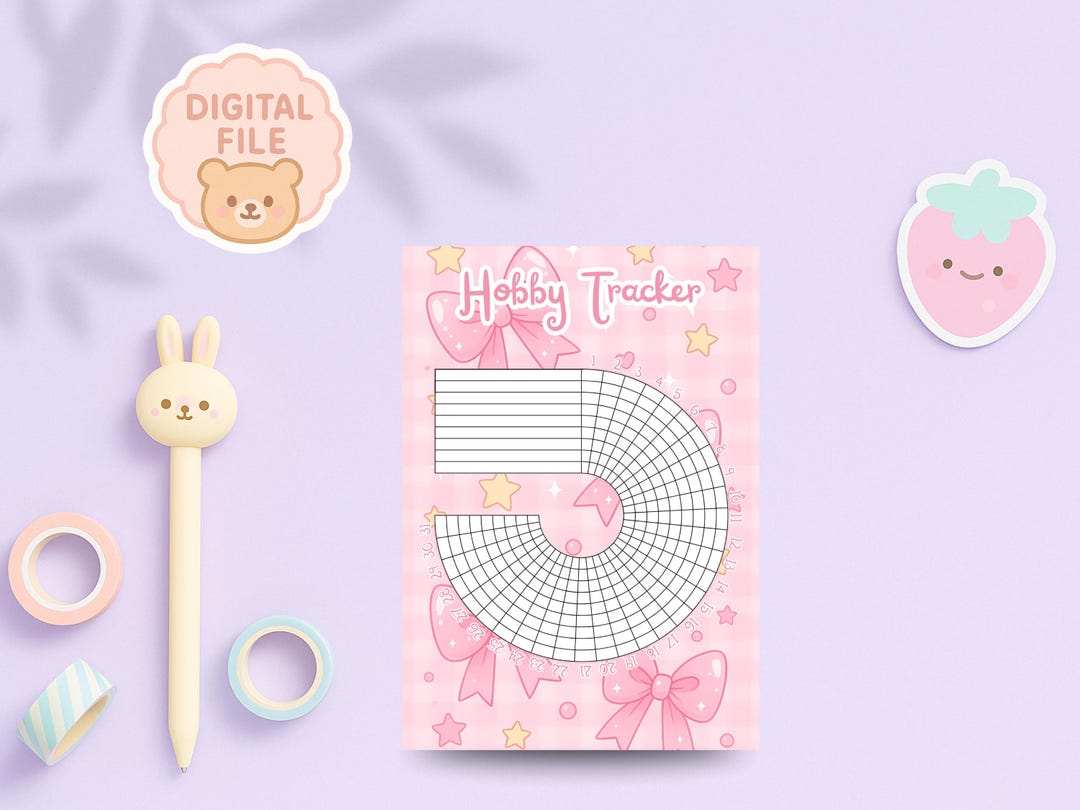 Hobby Tracker Printable | Kawaii Pink Self-care Habit Tracker | PDF ...