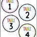 Notebook Brights Table Number Labels - Etsy