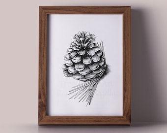 Print Pinecone Pen and Ink Illustration - Etsy