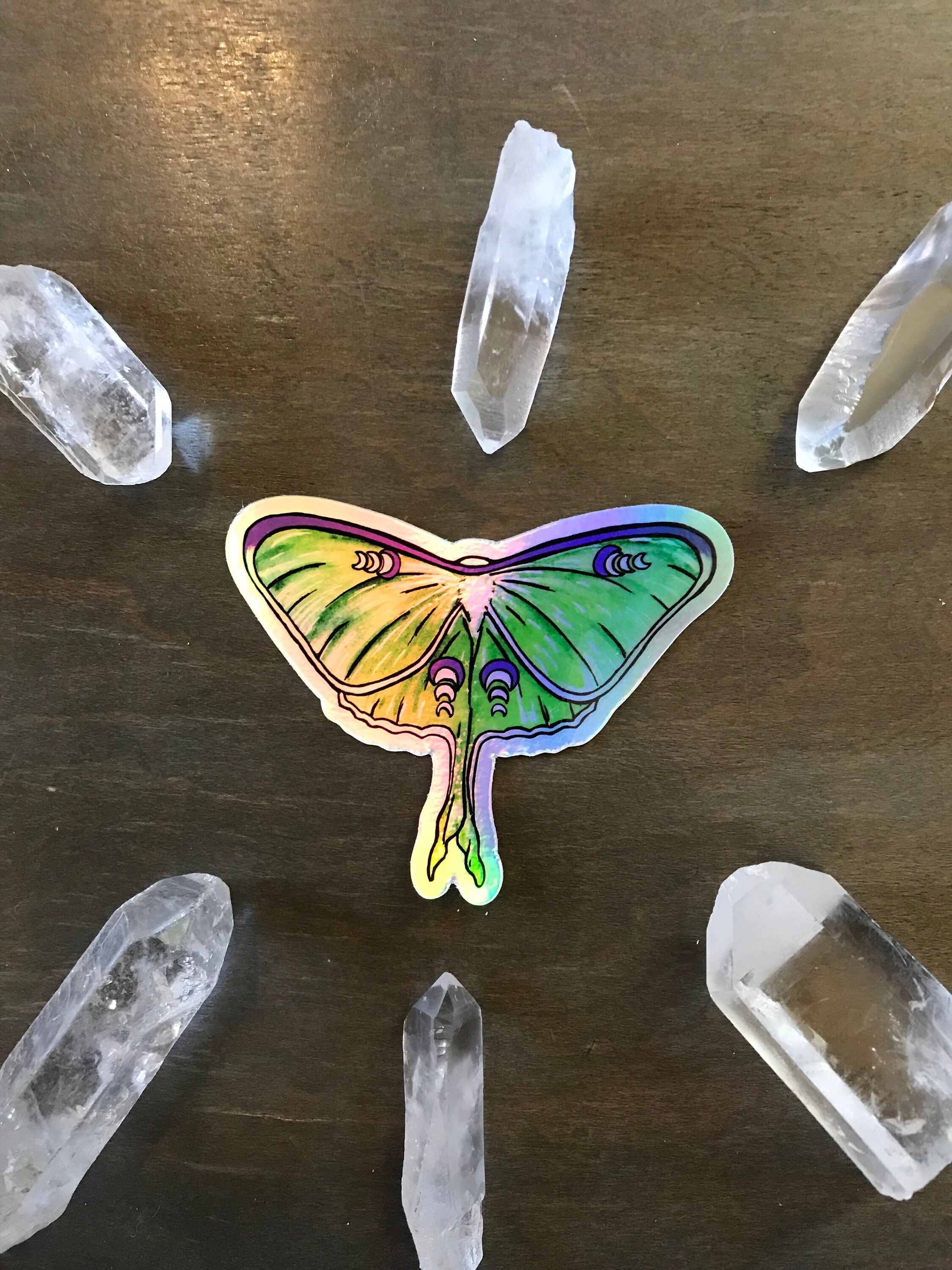 Holographic Luna Moth Stickers by Rachael Caringella Tree | Etsy
