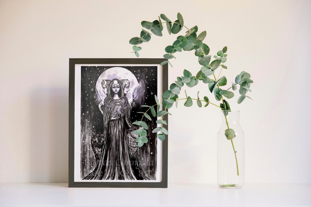 Fine Art Print of Goddess Hecate- Watercolor and Ink Illustration of ...