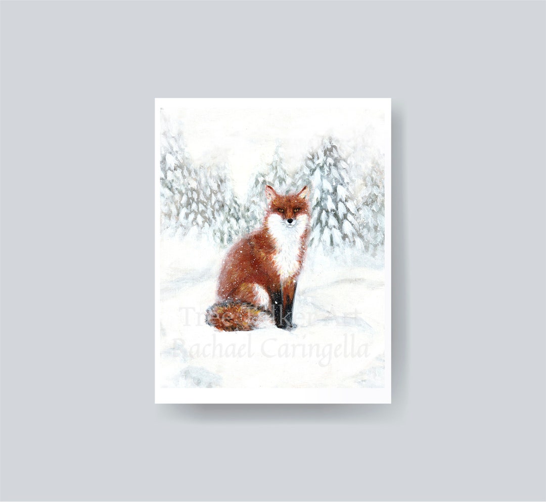 Fox Sitting in the Snow - Winter Fox Scene Giclee Art Print - Fine Art ...