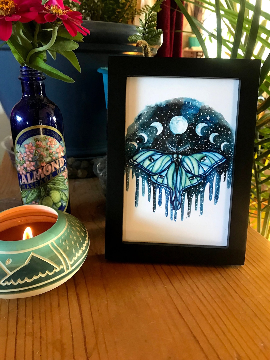 Small Luna Moth Art Print - 4x6 Moon Phase Moth - Watercolor Painting ...