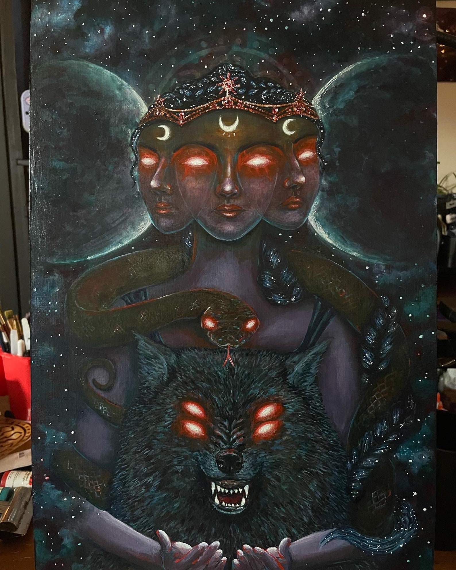 Hecate Painting Glow in the Dark Hekate Goddess Original Painting by ...