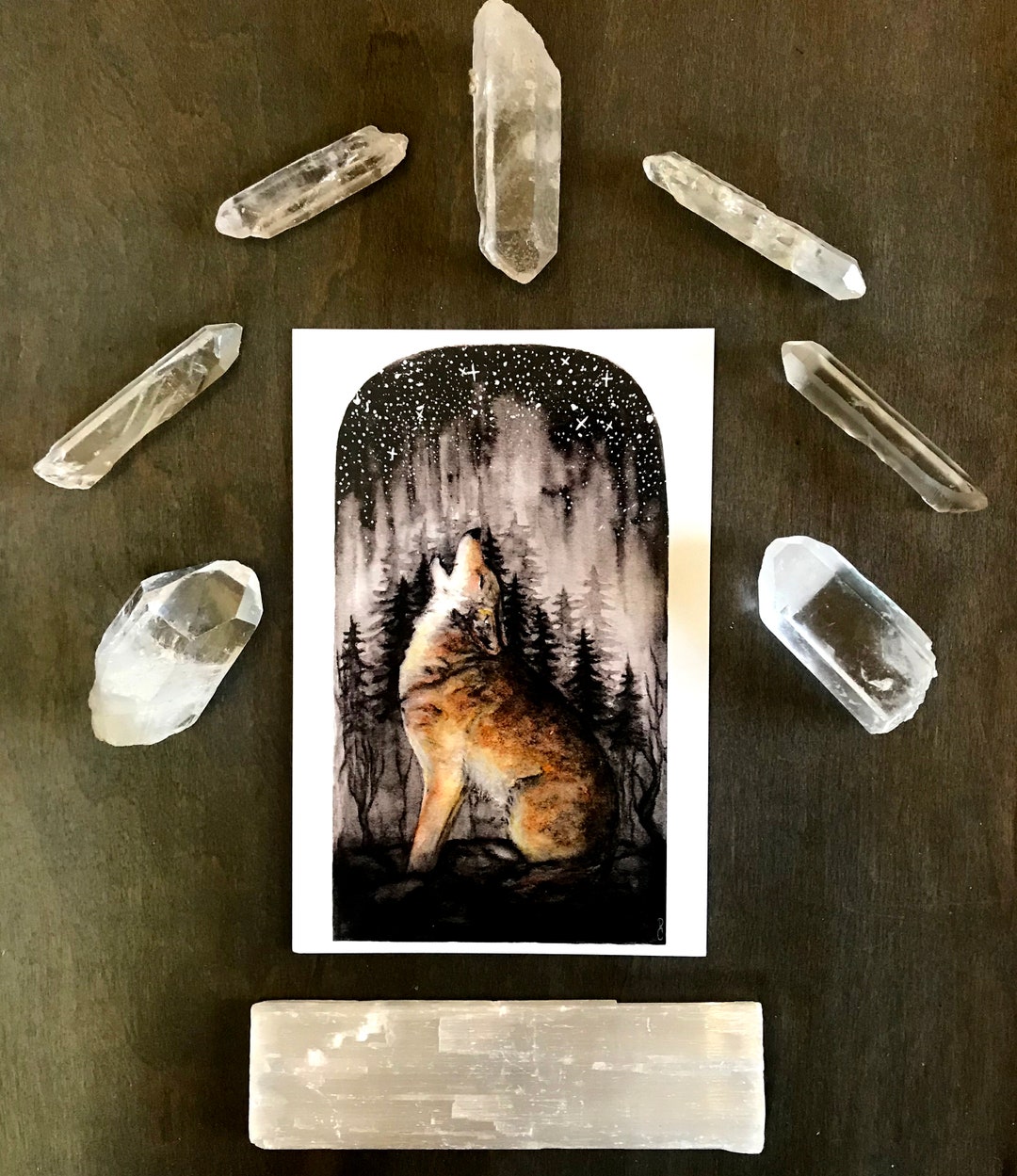 Coyote Howling- Mini Art Print - 4x6 Coyote Art - Small Art Print ...