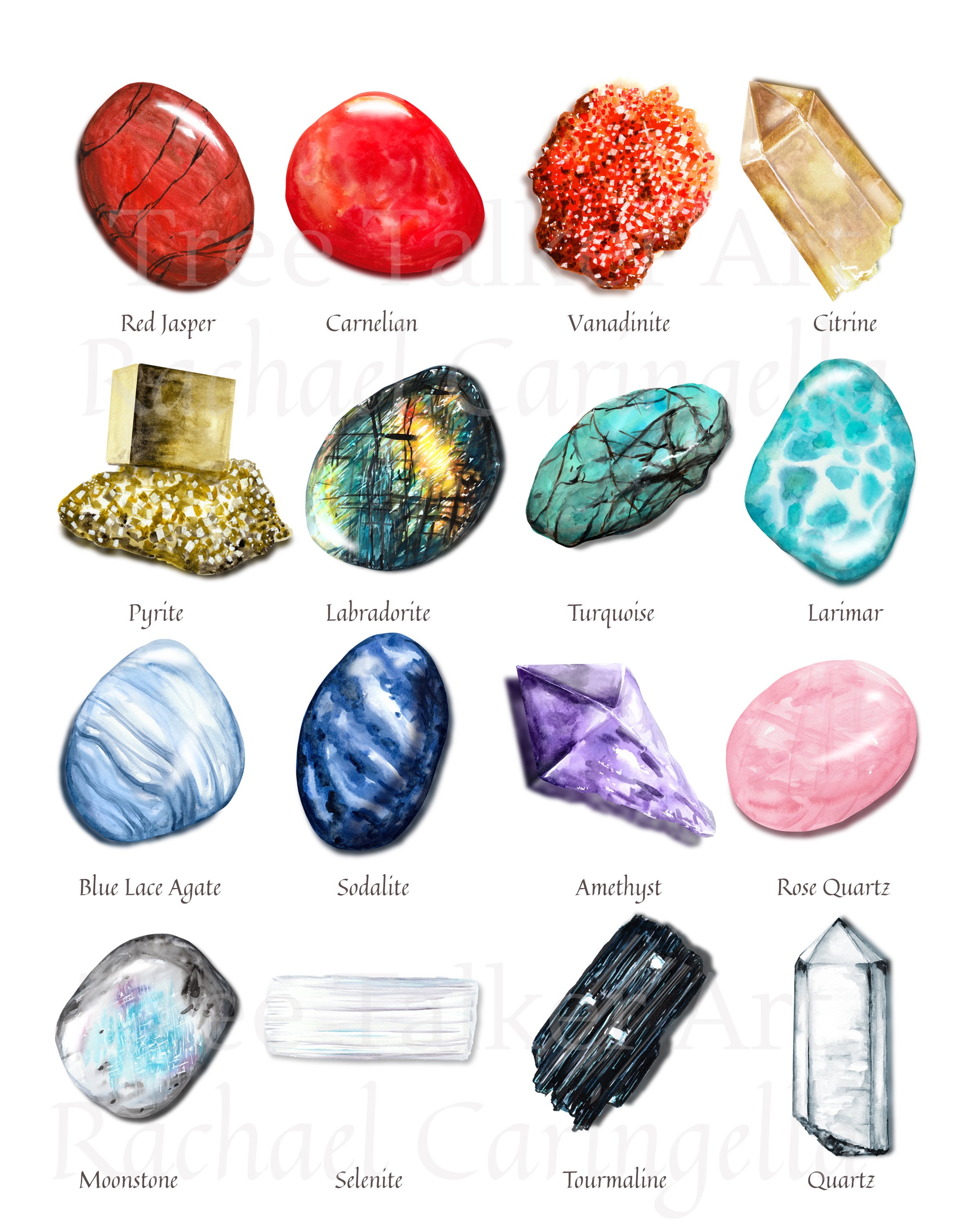 Essential Crystals Fine Art Print Poster Watercolor Crystal | Etsy