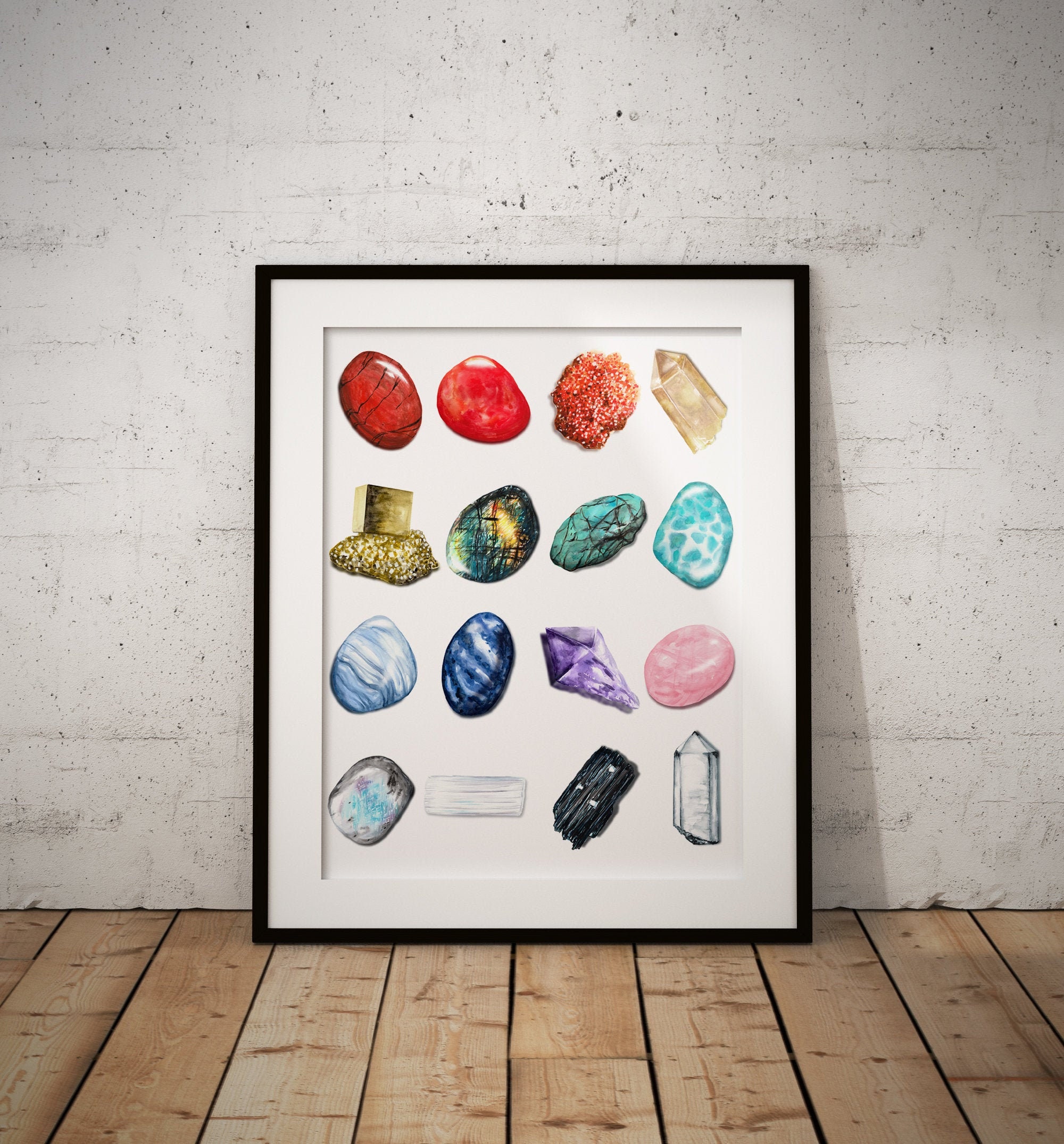 Essential Crystals Fine Art Print Poster Watercolor Crystal | Etsy