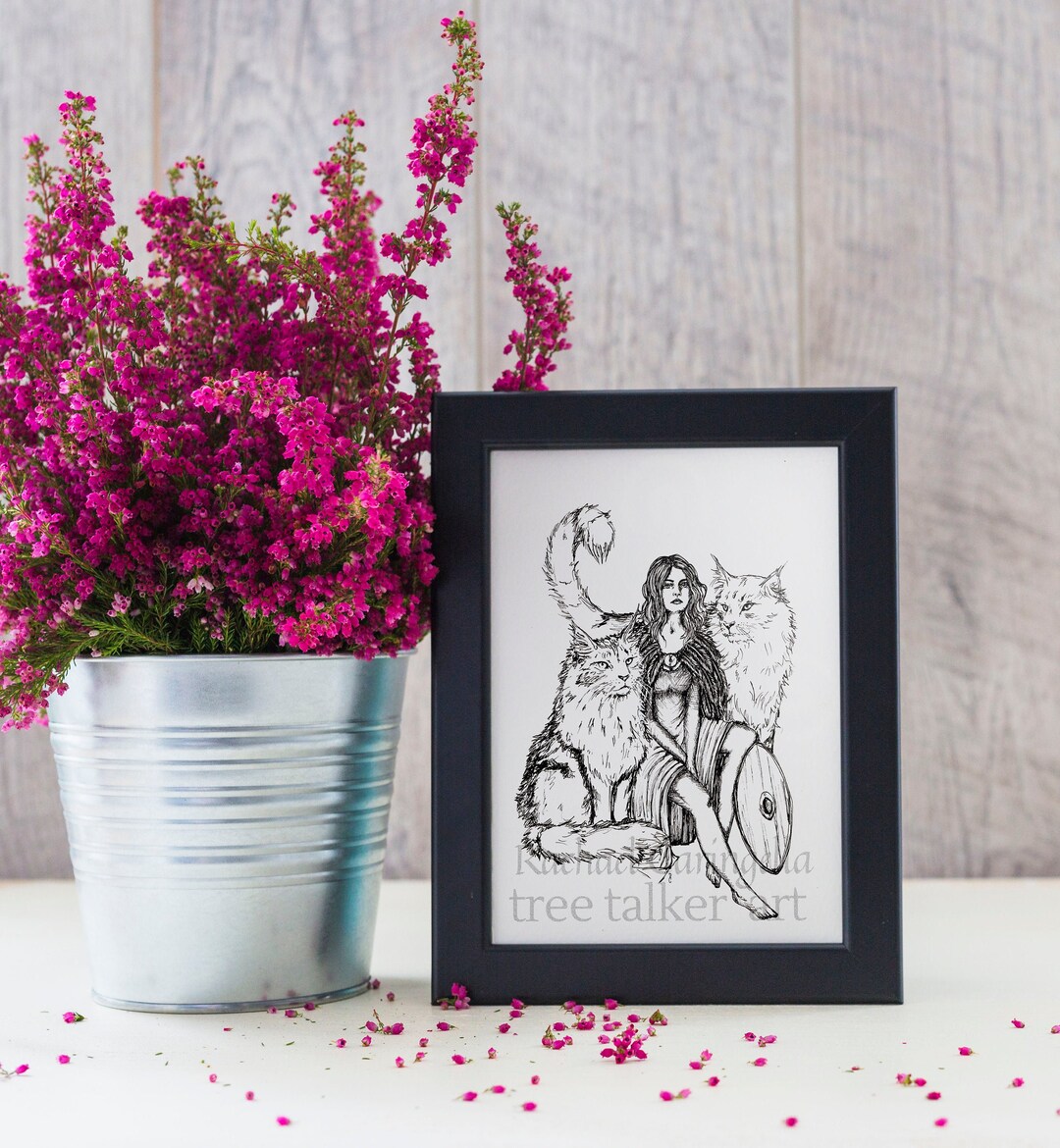 Fine Art Print of Goddess Freya - Watercolor and Ink Illustration of ...