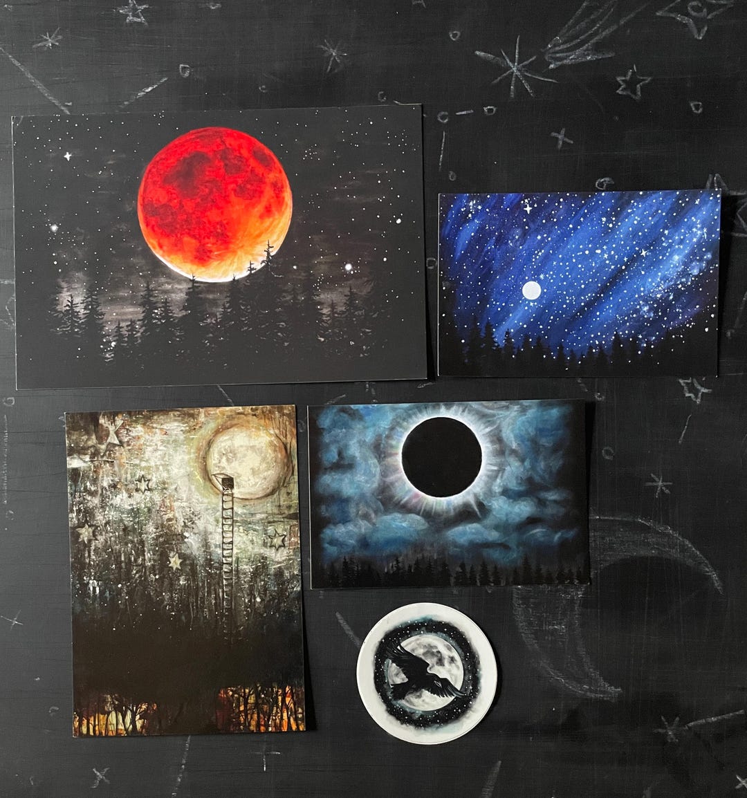 The Moon Art Print Set - Curated Art Collection - Gift Set for Moon ...