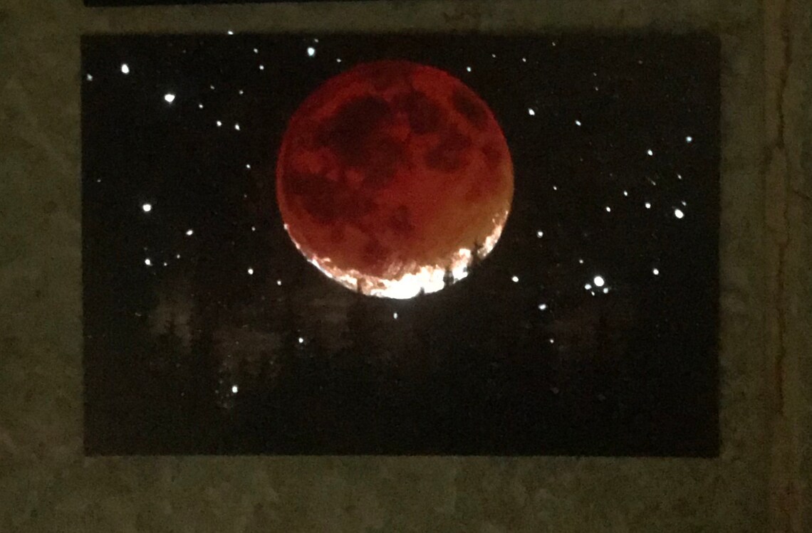 Lunar Eclipse Art Print Blood Moon Over Dark Forest Glow in - Etsy