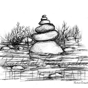 Rock Tower Illustration- Giclee Fine Art Print - Pen and Ink ...