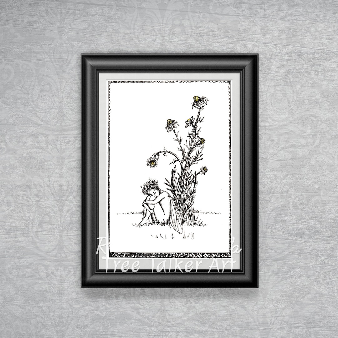 Sad Fairy Illustration - Giclee Fine Art Print - Pen and Ink ...