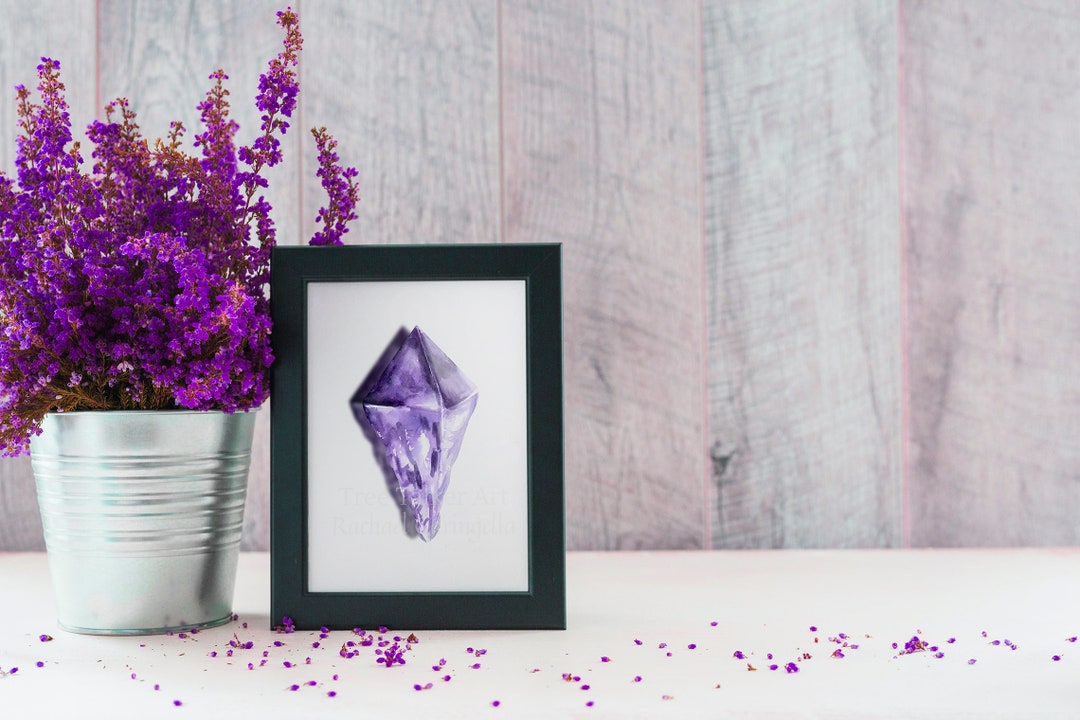 Amethyst Fine Art - Watercolor Crystal Painting - Crystal Art - Giclee ...