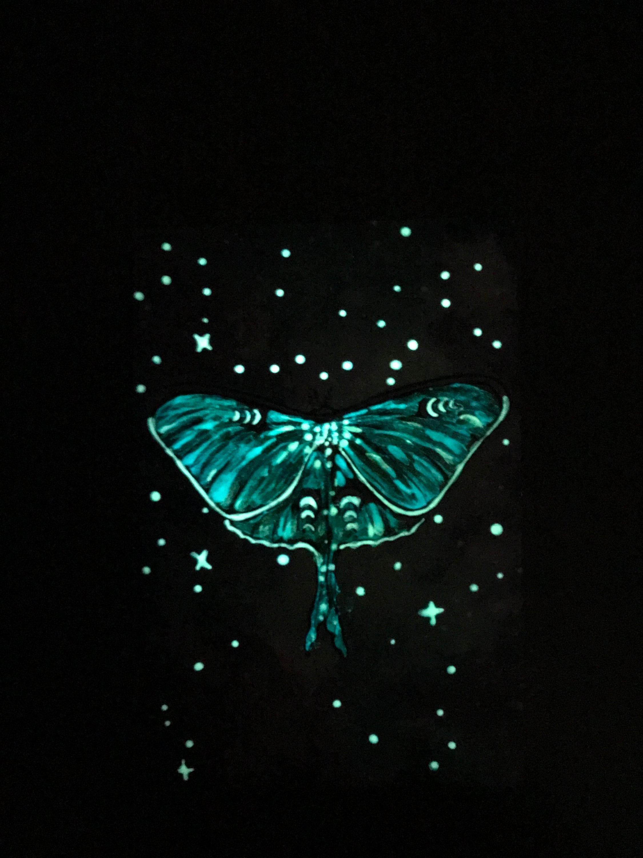 Luna Moth Art Print Glow in the Dark Option 4x6 Art Print | Etsy