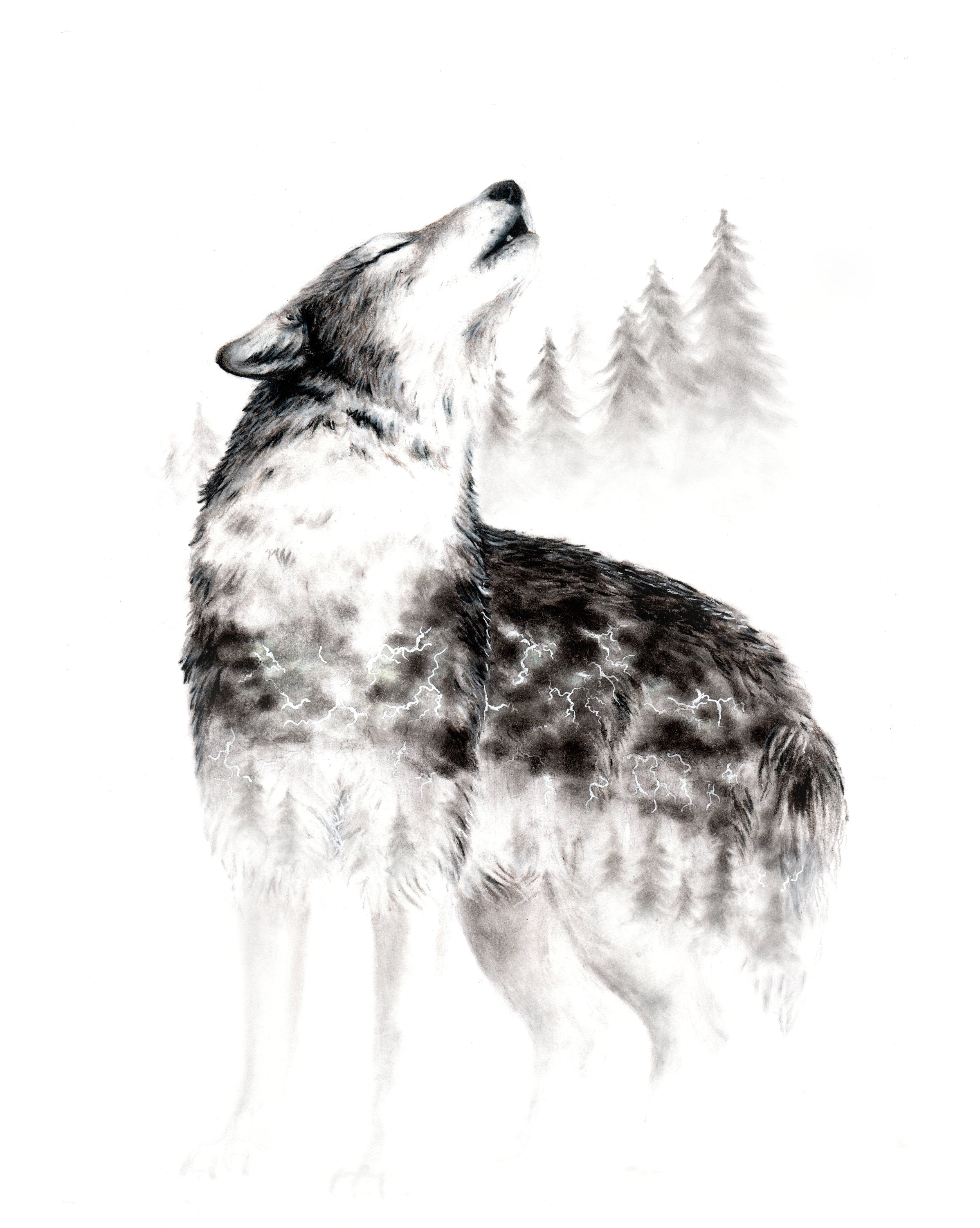 Wolf Song - Wolf Art- 4x6 Art Print- Mini Art Print of Howling Wolf by ...