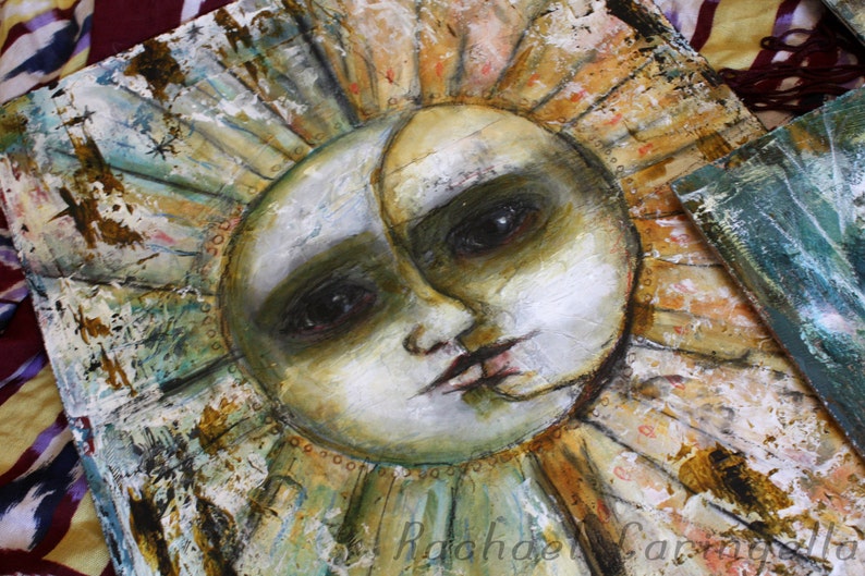The Sun and the Moon - Mixed Media Painting - Original Painting - Etsy
