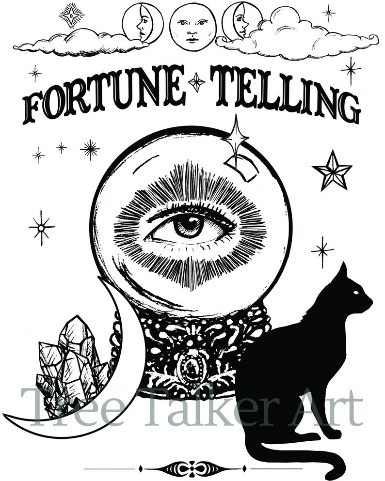 Vintage Style White and Black Fortune Telling Sign Fine Art - Etsy
