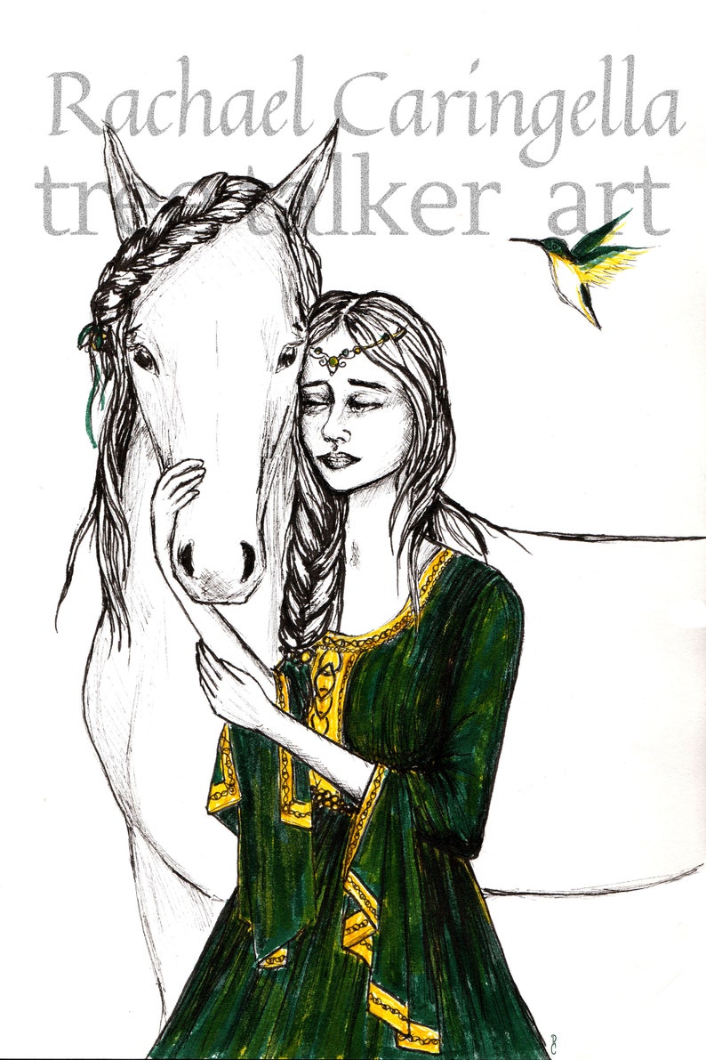 Fine Art Print of Goddess Rhiannon Watercolor and Ink - Etsy