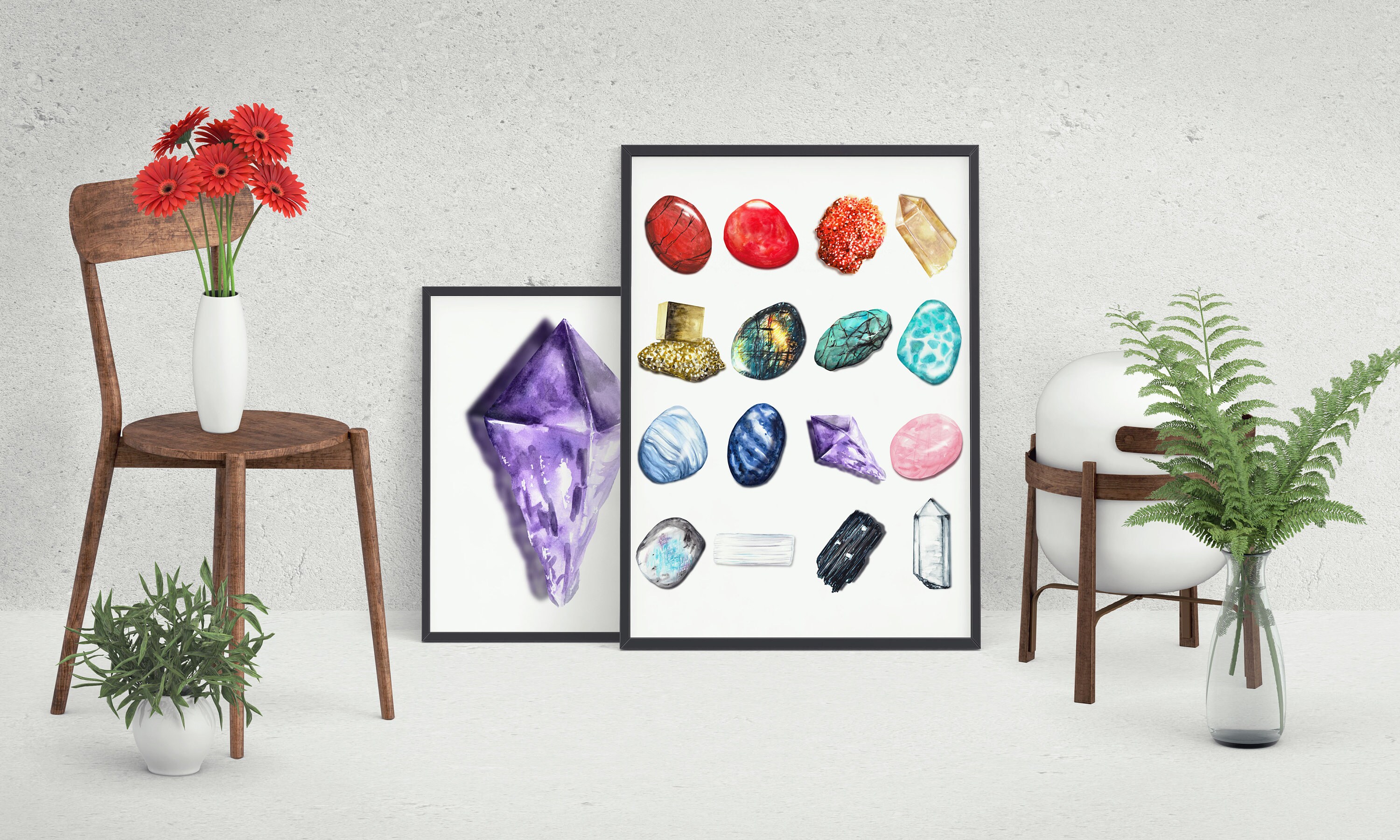 Essential Crystals Fine Art Print Poster Watercolor Crystal | Etsy