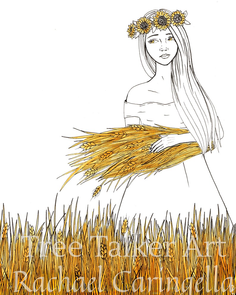 Fine Art Print of Goddess Demeter Watercolor and Ink | Etsy