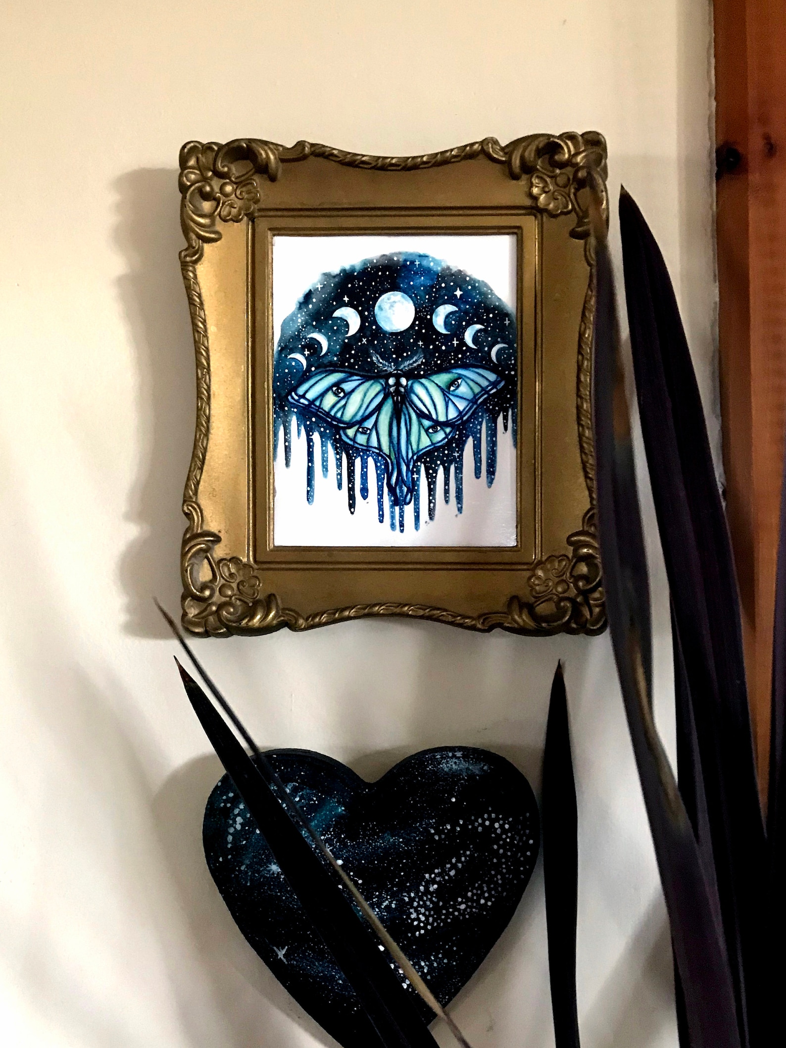 Small Luna Moth Art Print - 4x6 Moon Phase Moth - Watercolor Painting ...