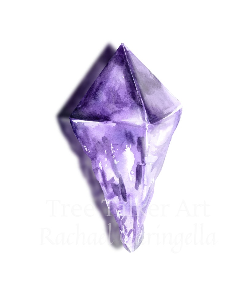 Amethyst Fine Art - Watercolor Crystal Painting - Crystal Art - Giclee ...