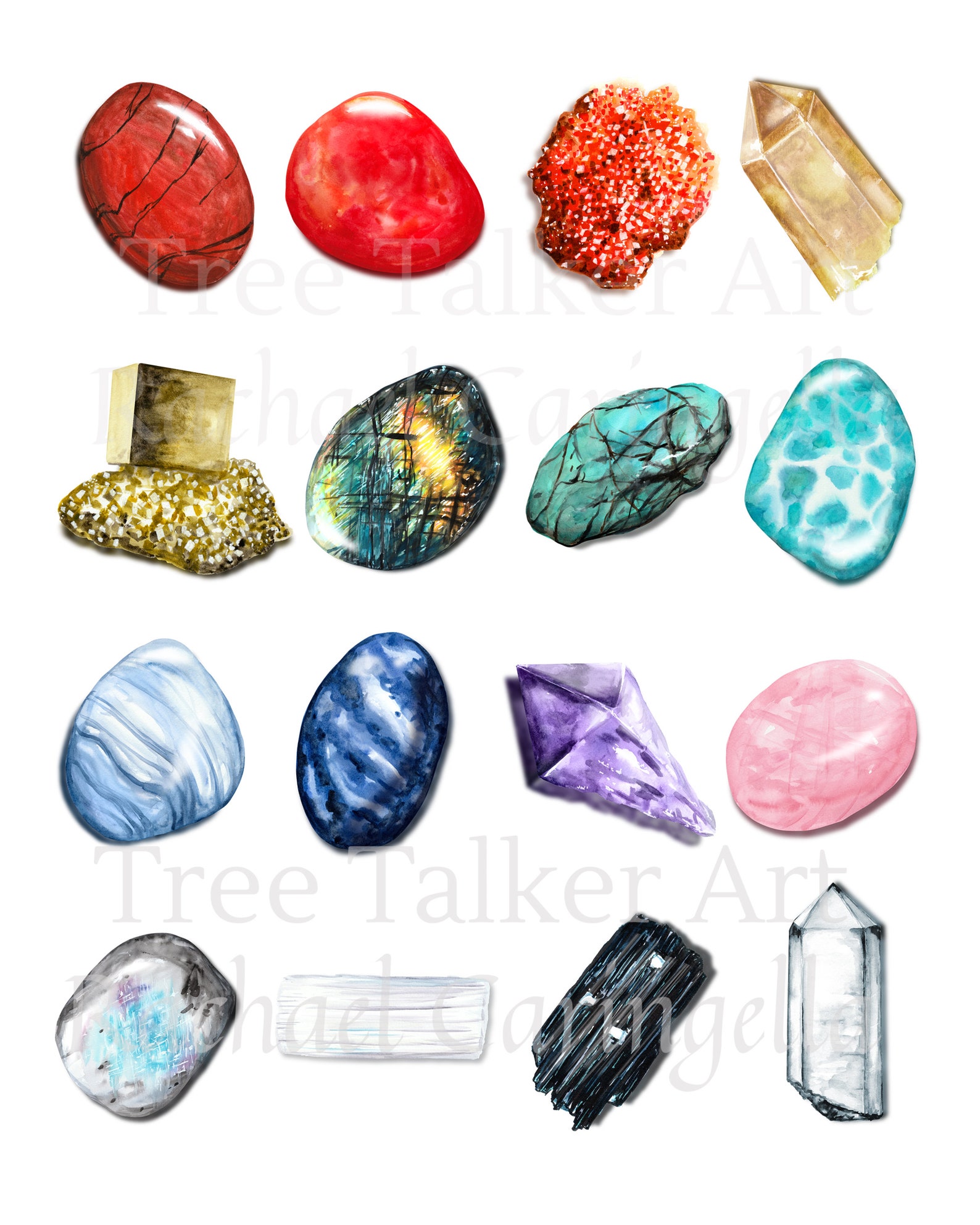 Essential Crystals Fine Art Print Poster Watercolor Crystal | Etsy