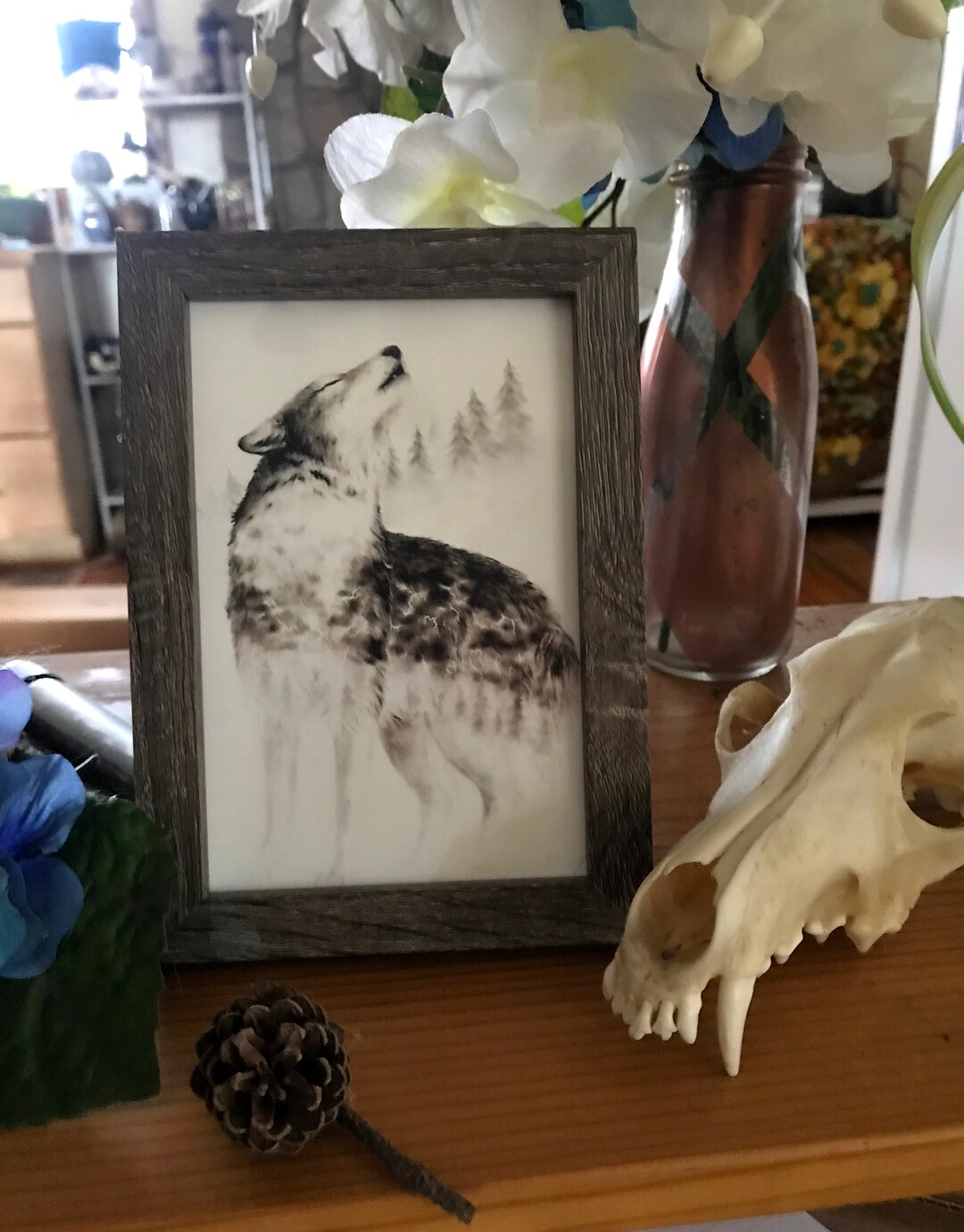 Wolf Song - Wolf Art- 4x6 Art Print- Mini Art Print of Howling Wolf by ...