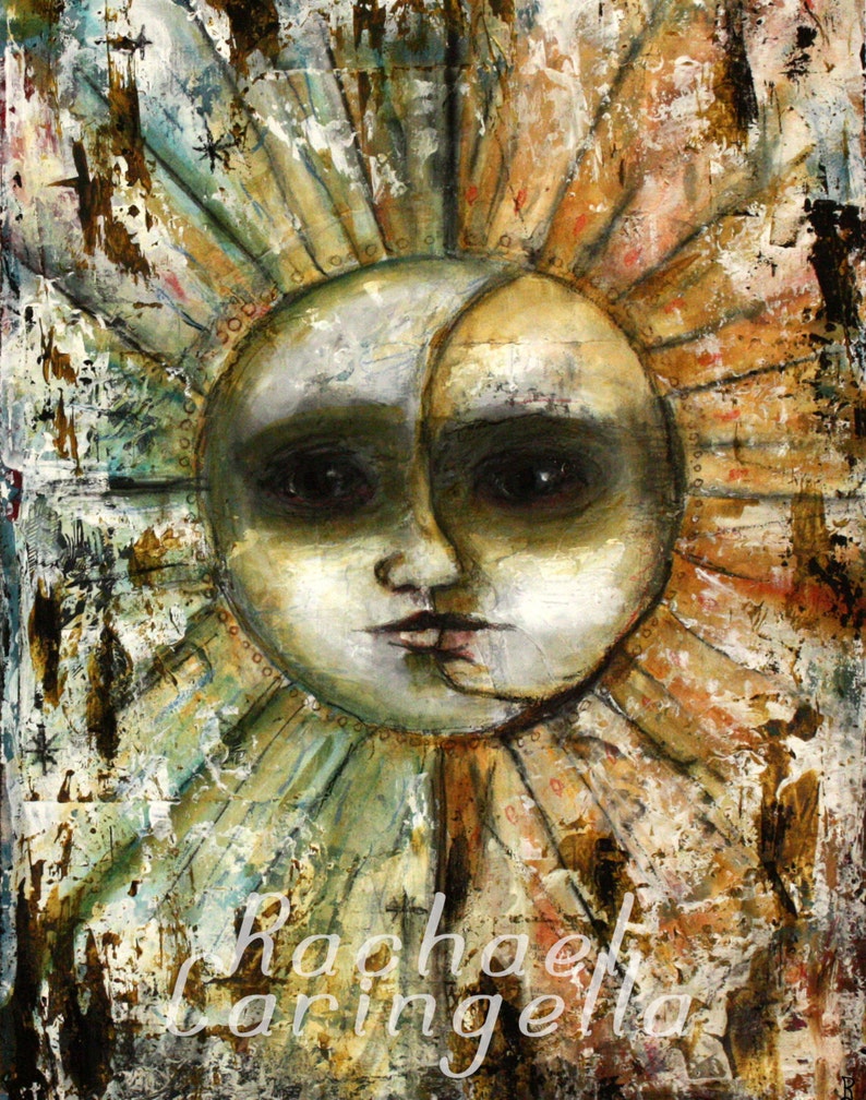 The Sun and the Moon - Mixed Media Painting - Original Painting - Etsy